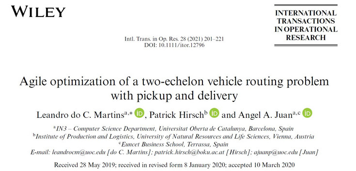 ITOR Best Paper Award 2023 (runner-up) an Patrick Hirsch