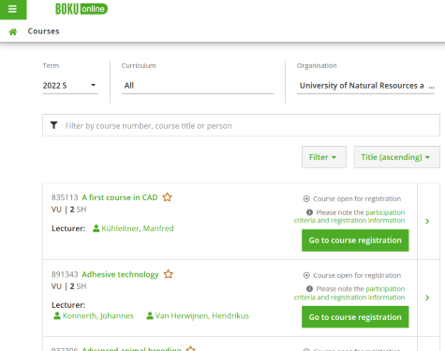 Course registration::BOKU-International Relations::BOKU