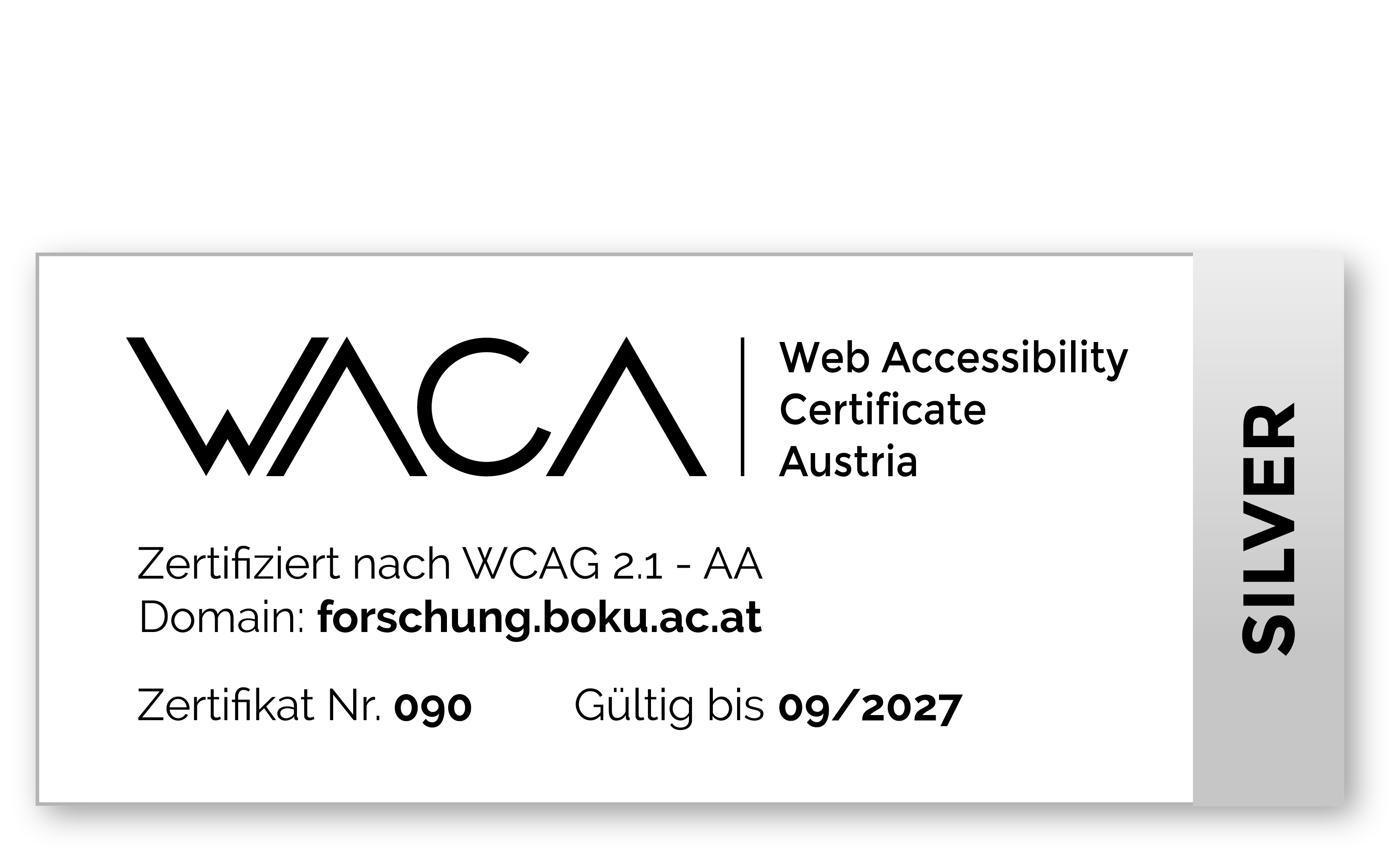 Forschungsportal der BOKU-University mit dem WACA-Zertifikat in Silber für Barrierefreiheit ...